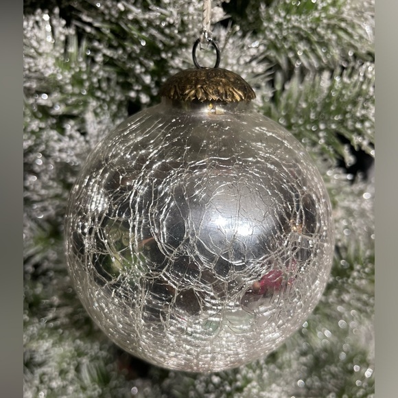 Holiday | 35 Vintage Crackle Glass Heavy Mercury Glass Ornament Great ...